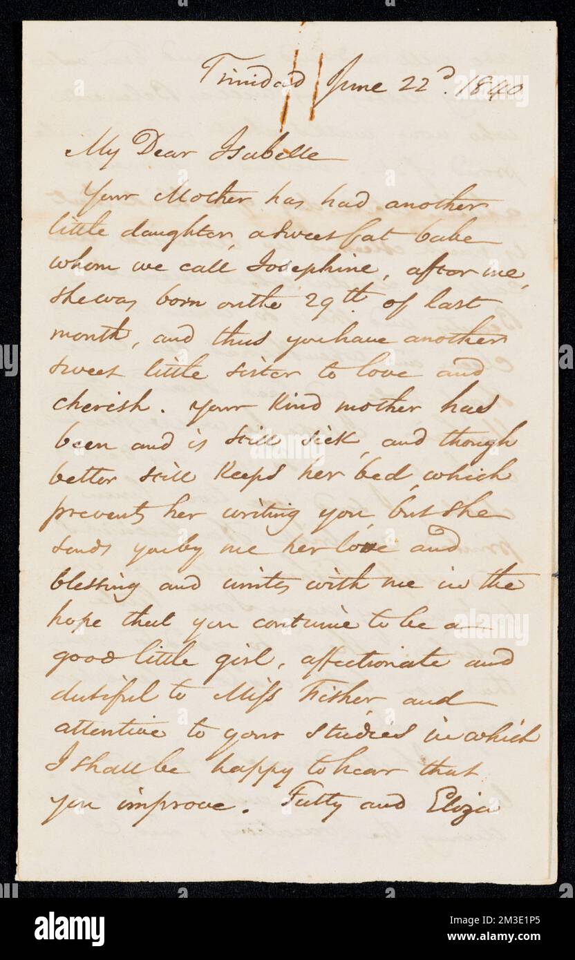 Letter to 'Isabelle' from Joseph Carret in Trinidad, June 22, 1840 ...