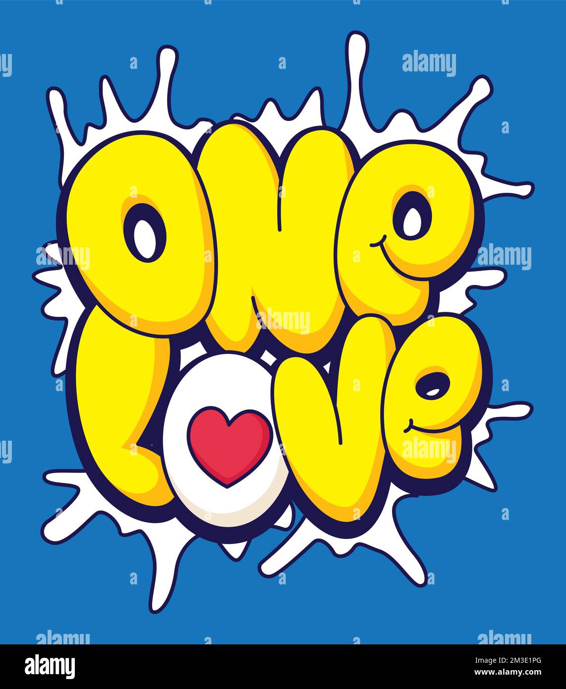 One love cartoon style typography with template Stock Vector Image ...