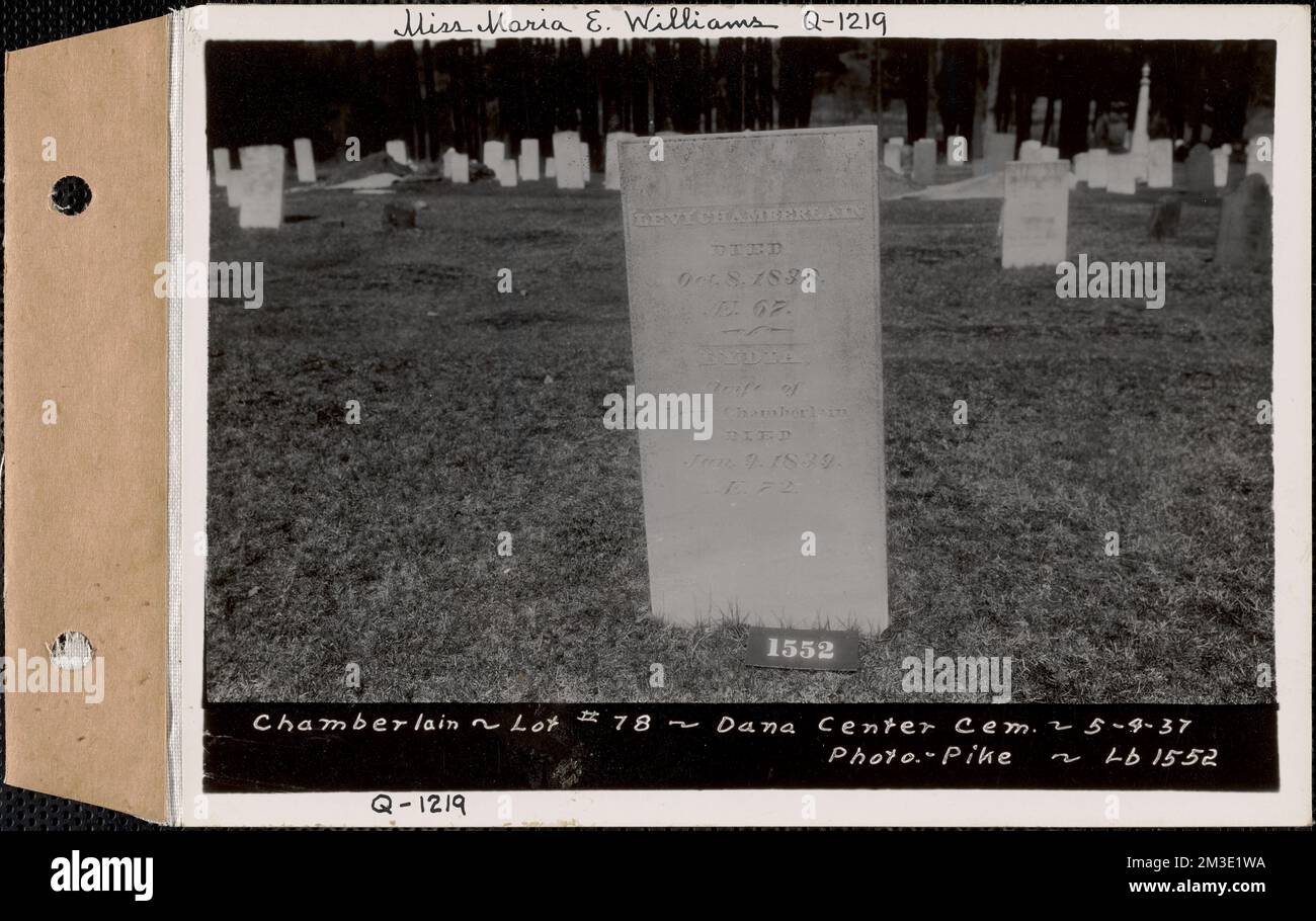 Levi and Lydia Chamberlain, Dana Center Cemetery, lot 78, Dana, Mass ...