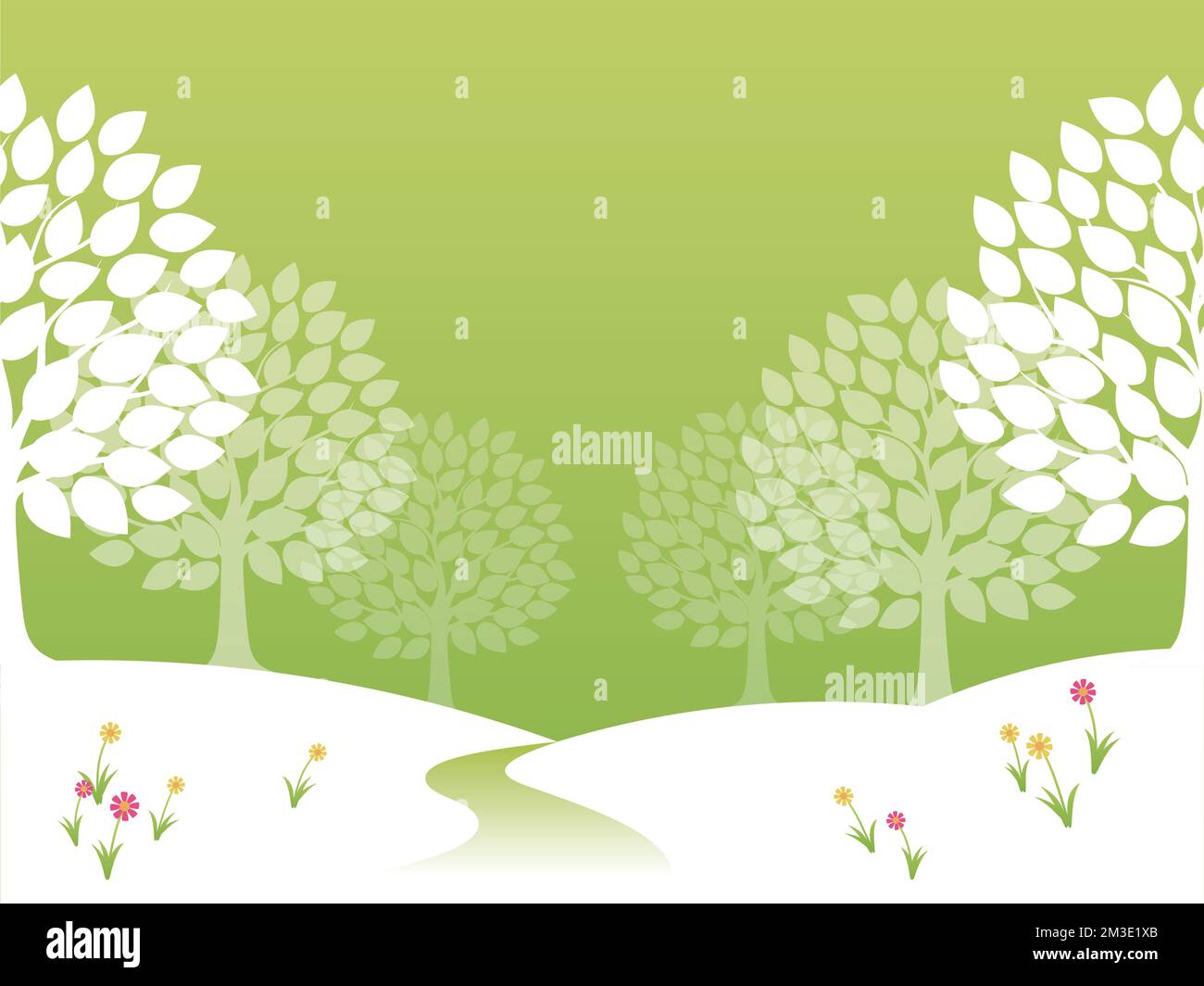 Seamless vector springtime forest silhouette illustration with a forest ...