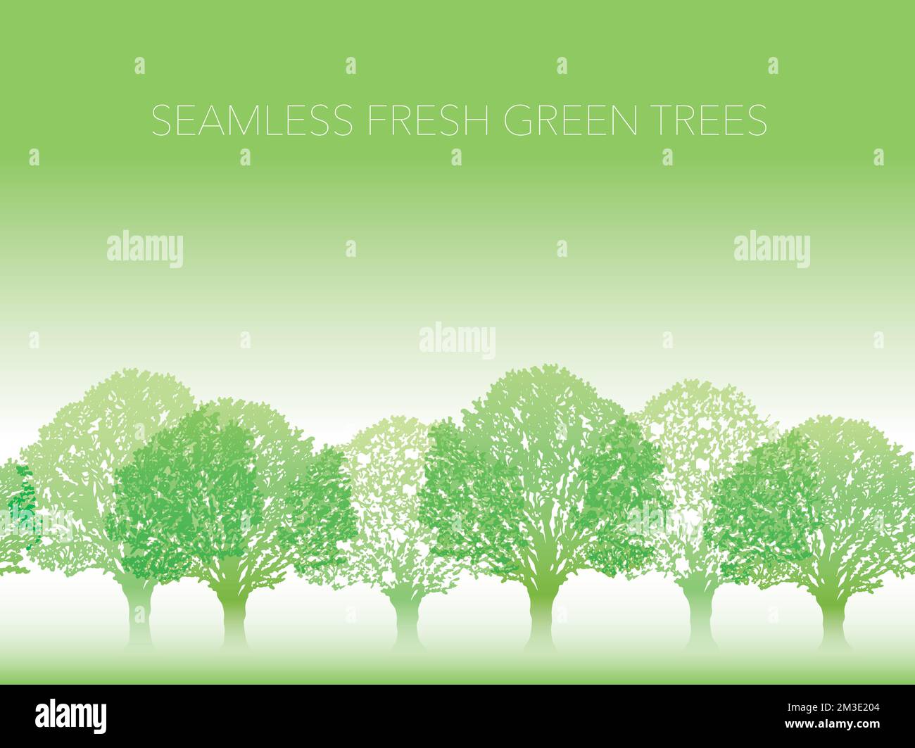 Seamless fresh green trees background with text space, vector ...