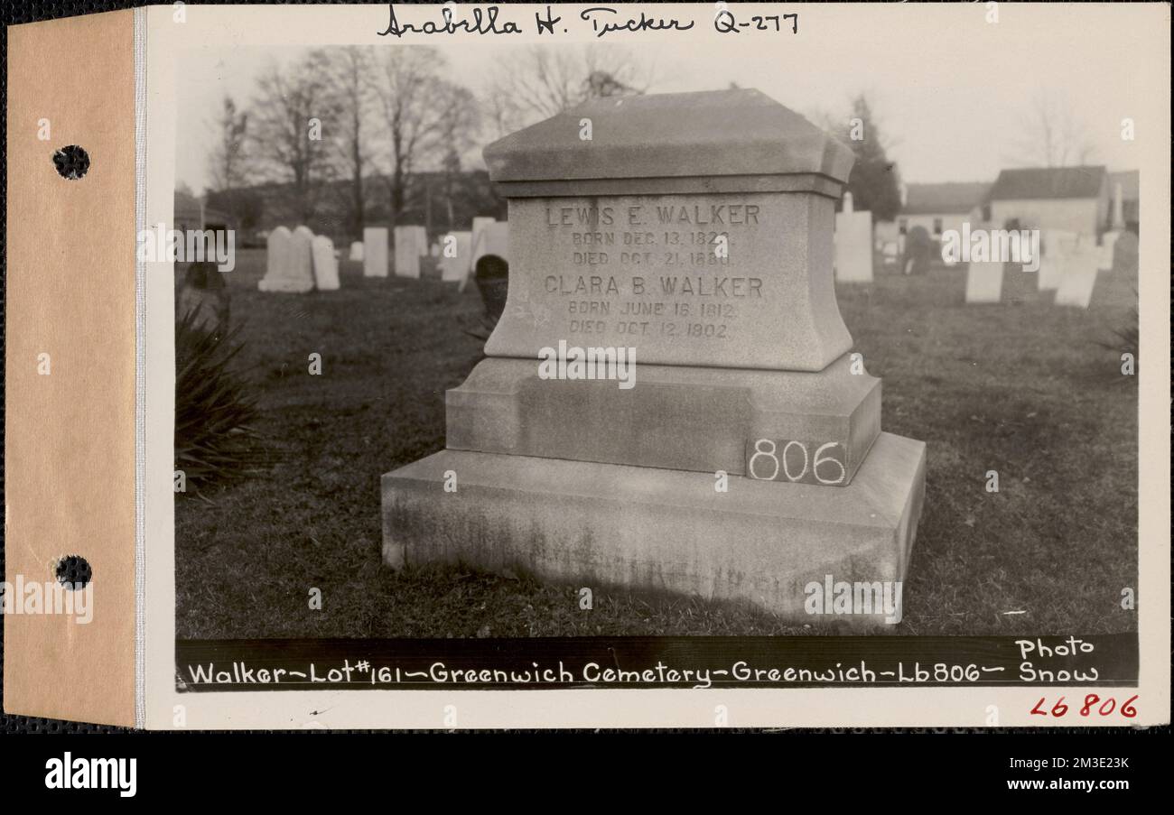 Lewis E. Walker, Greenwich Cemetery, Old section, lot 161, Greenwich ...