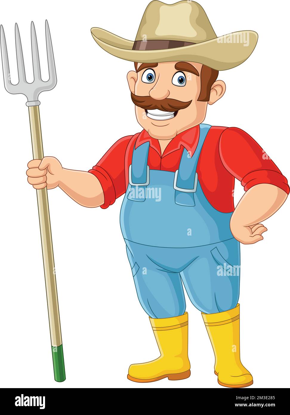 Cartoon farmer holding a pitchfork Stock Vector Image & Art - Alamy