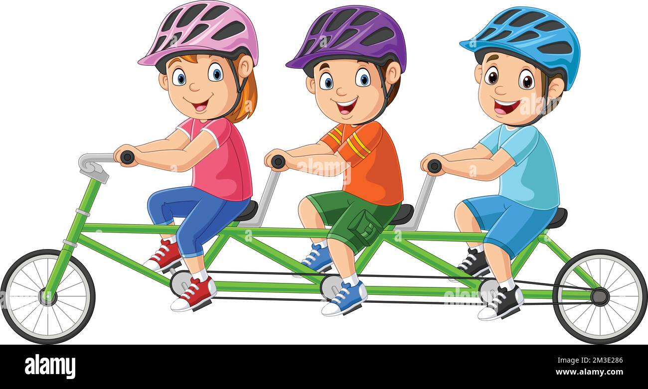 Happy little children riding tandem bicycle Stock Vector Image & Art ... Happy little children riding tandem bicycle Stock Vector Image & Art ...