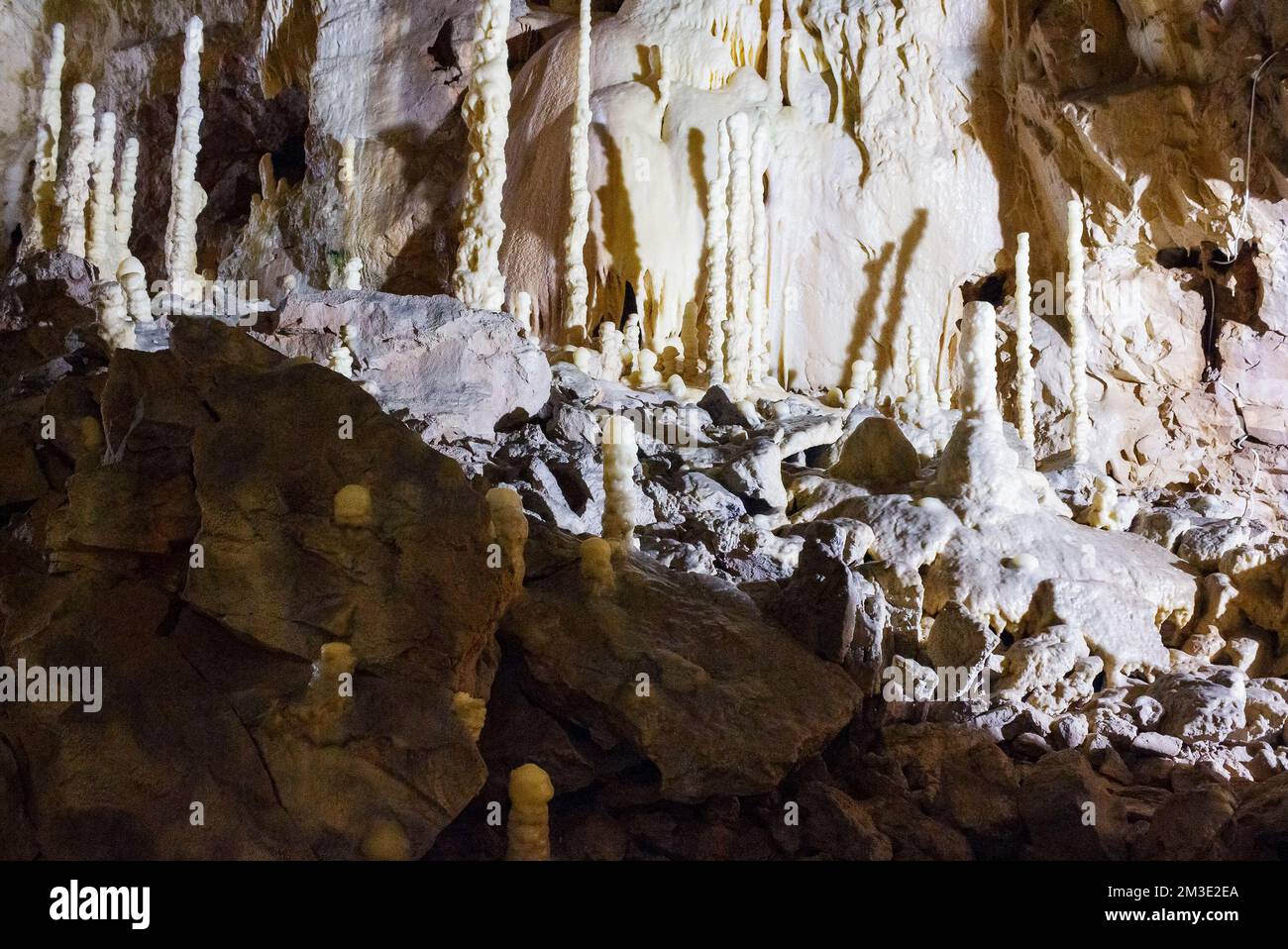 natural rock formations limestone caves. underground scenery with ...