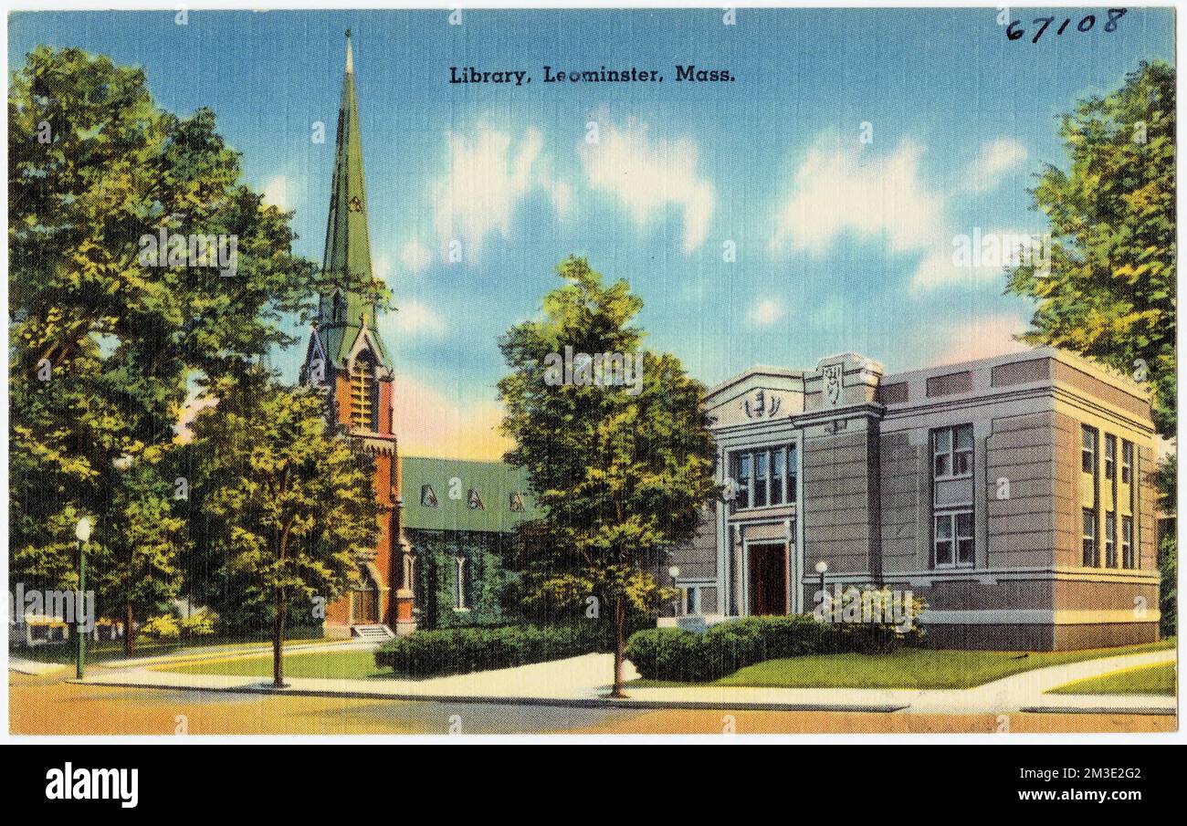 Library, Leominster, Mass. , Public libraries, Tichnor Brothers ...