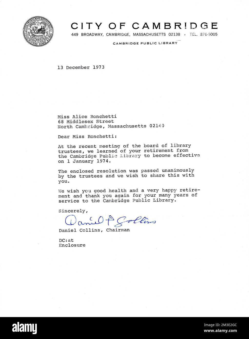 Library retirement resolution , Library science, Retirement, Alice M ...