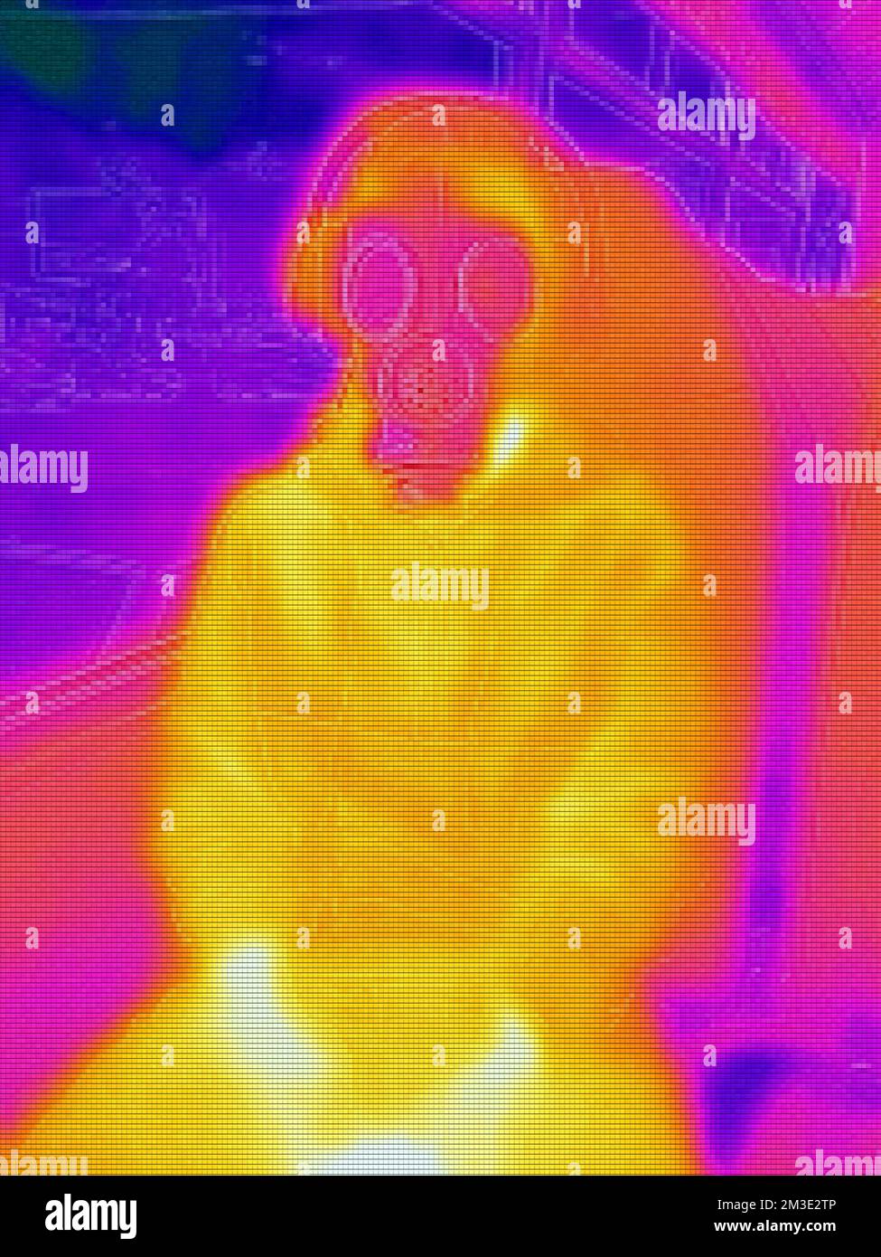 photograph of a man wearing a gas mask infrared thermal camera Stock ...