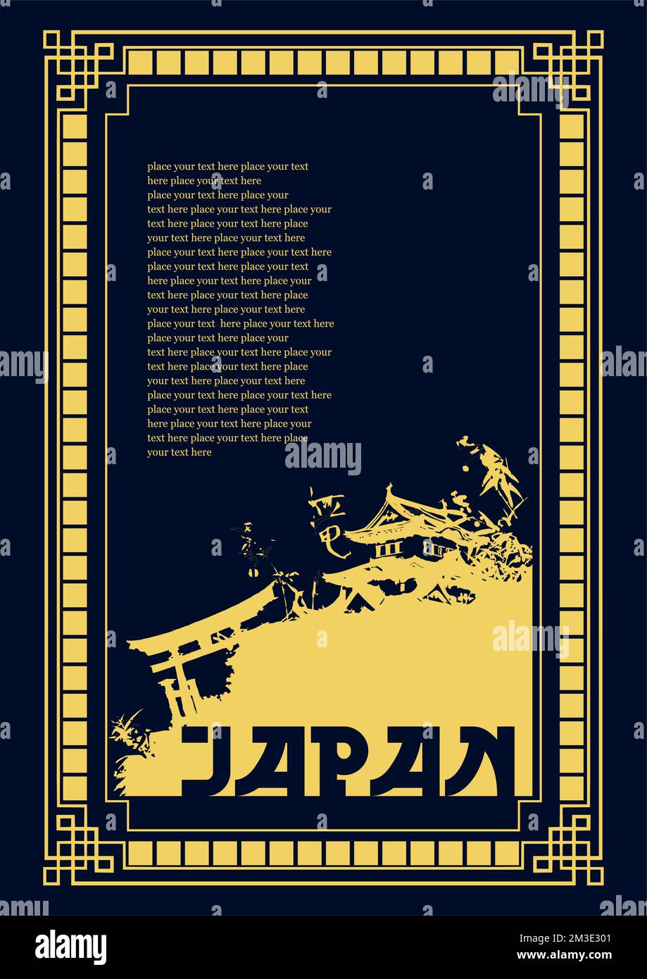 Gold frame in Japanese style. Color Vector illustration Stock Vector ...