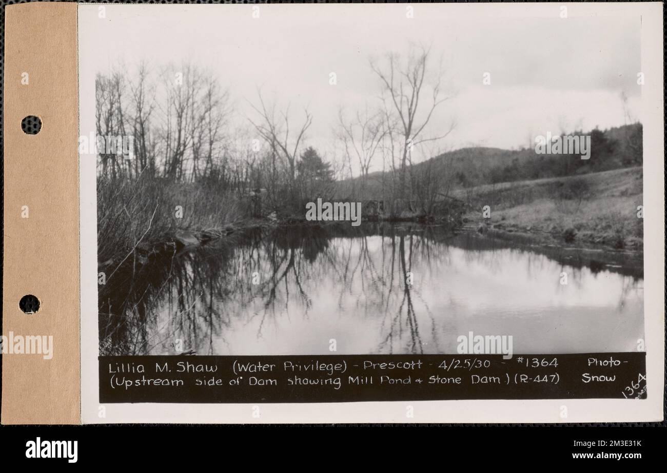 Lillia M. Shaw, water privilege, upstream side of dam showing mill pond ...