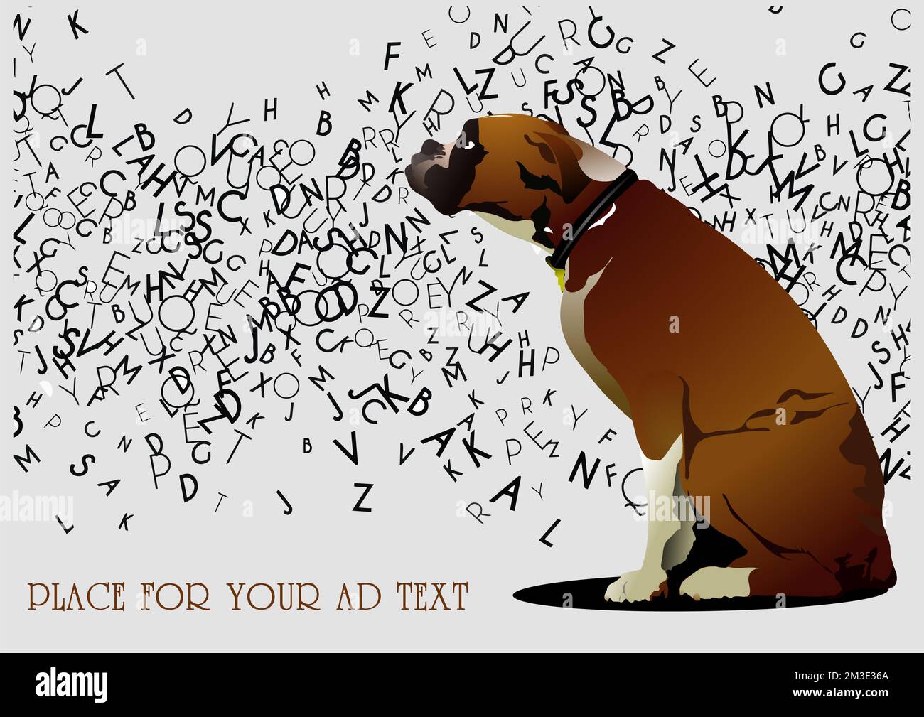 Place for ad with dog boxer image. Abstract 3d color vector ...