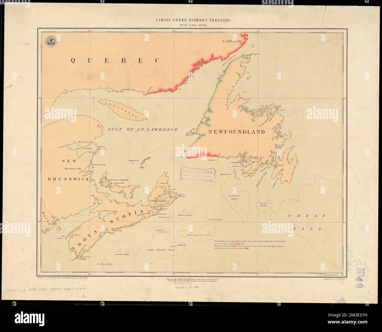 Limits under fishery treaties, 1818 and 1888 , Fisheries, Grand Banks ...