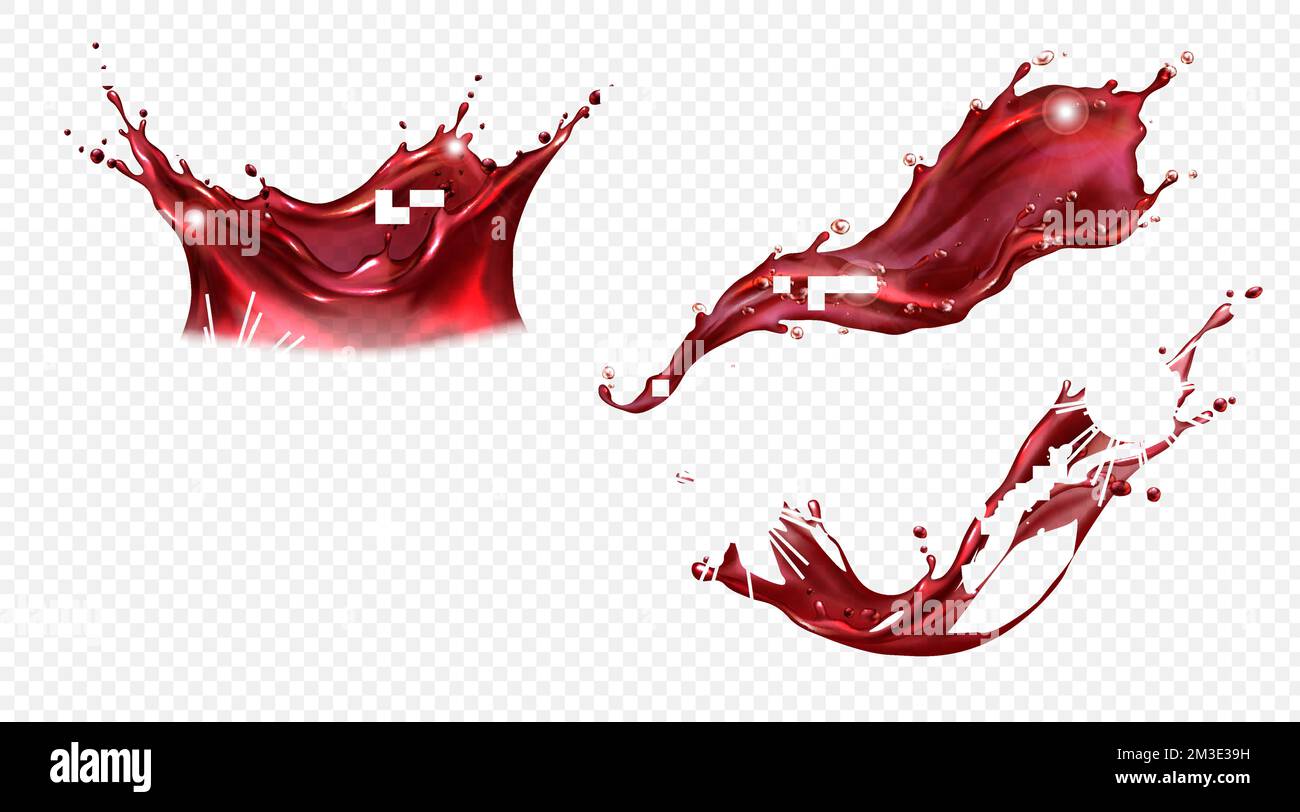 Splash of wine or red juice isolated on transparent background. Vector ...