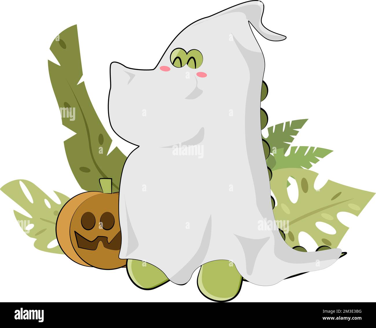 cute ghost for halloween dressed up cute dinosaur Stock Vector Image ...