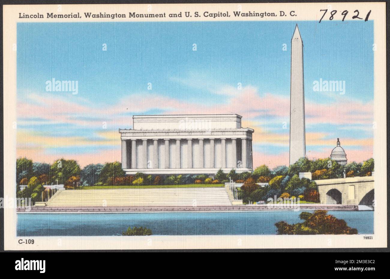 Lincoln Memorial, Washington Monument and U. S. Capitol, Washington, D ...