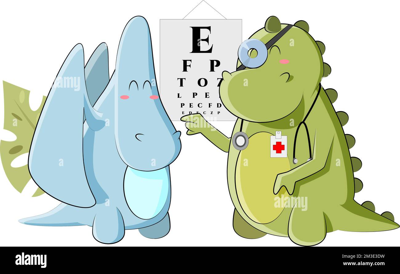 cute pterodactyl came to the doctor dinosaurs for an eye test Stock ...
