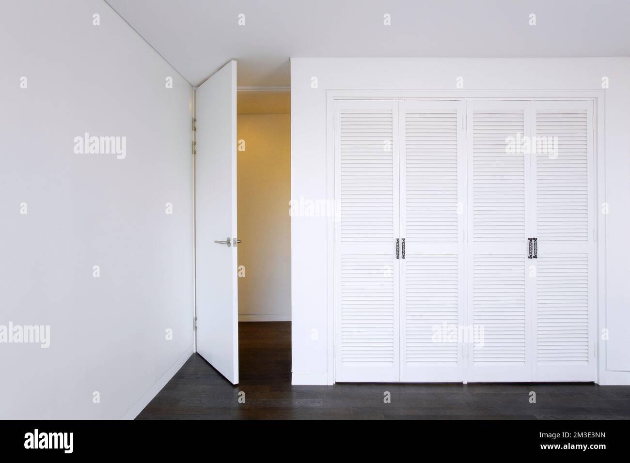 simple and clear interior with white closet and door Stock Photo - Alamy