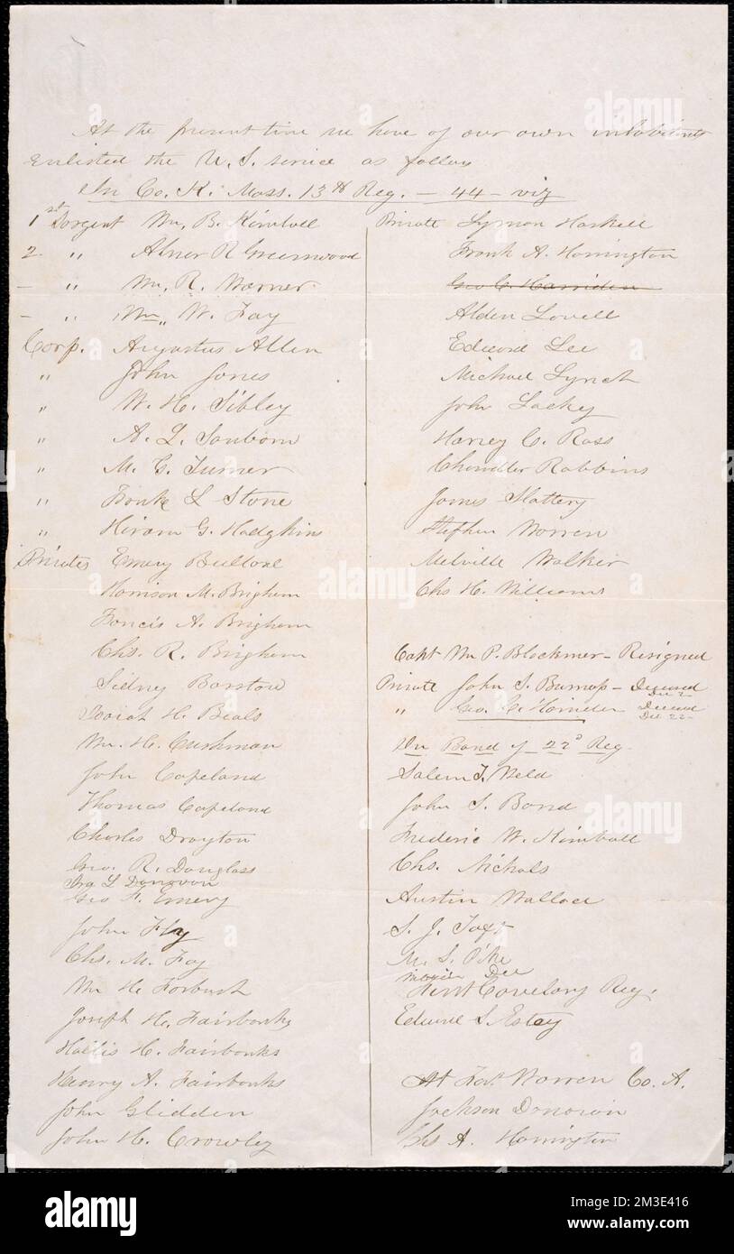 List of Soldiers Enlisted in U. S. Service, 1861 , Soldiers, United ...
