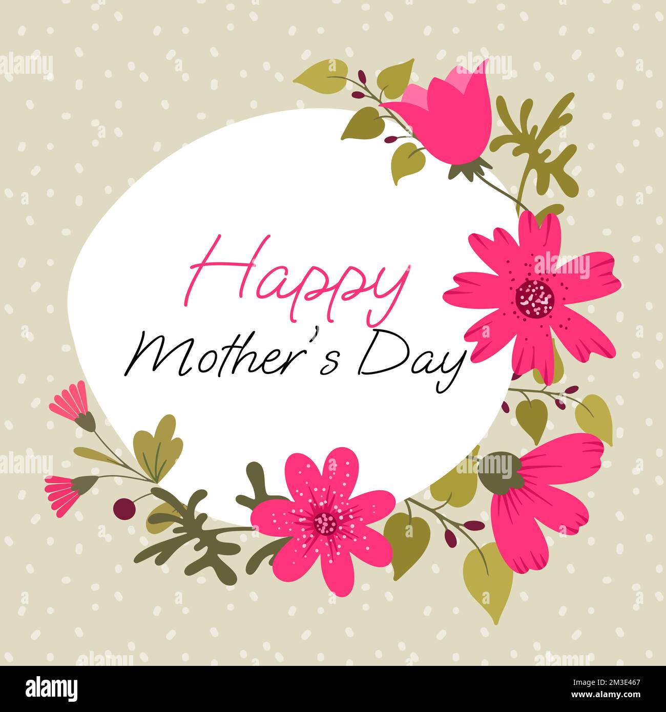 greeting card with flat floral design and text happy mothers day Stock ...