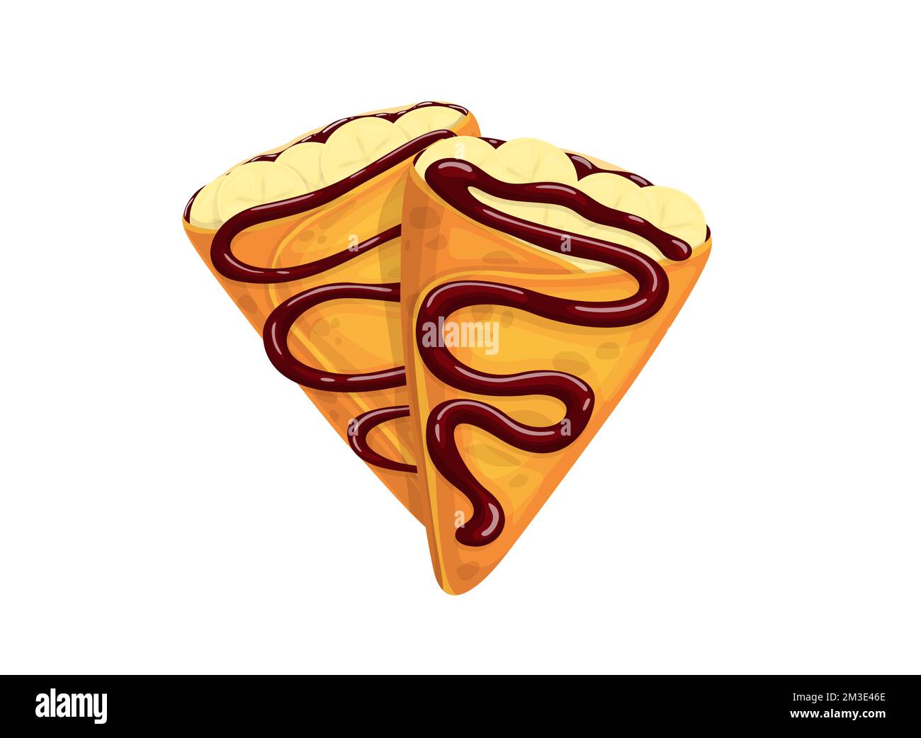 Cartoon crepes with chocolate, vector french pancakes with liquid choco ...