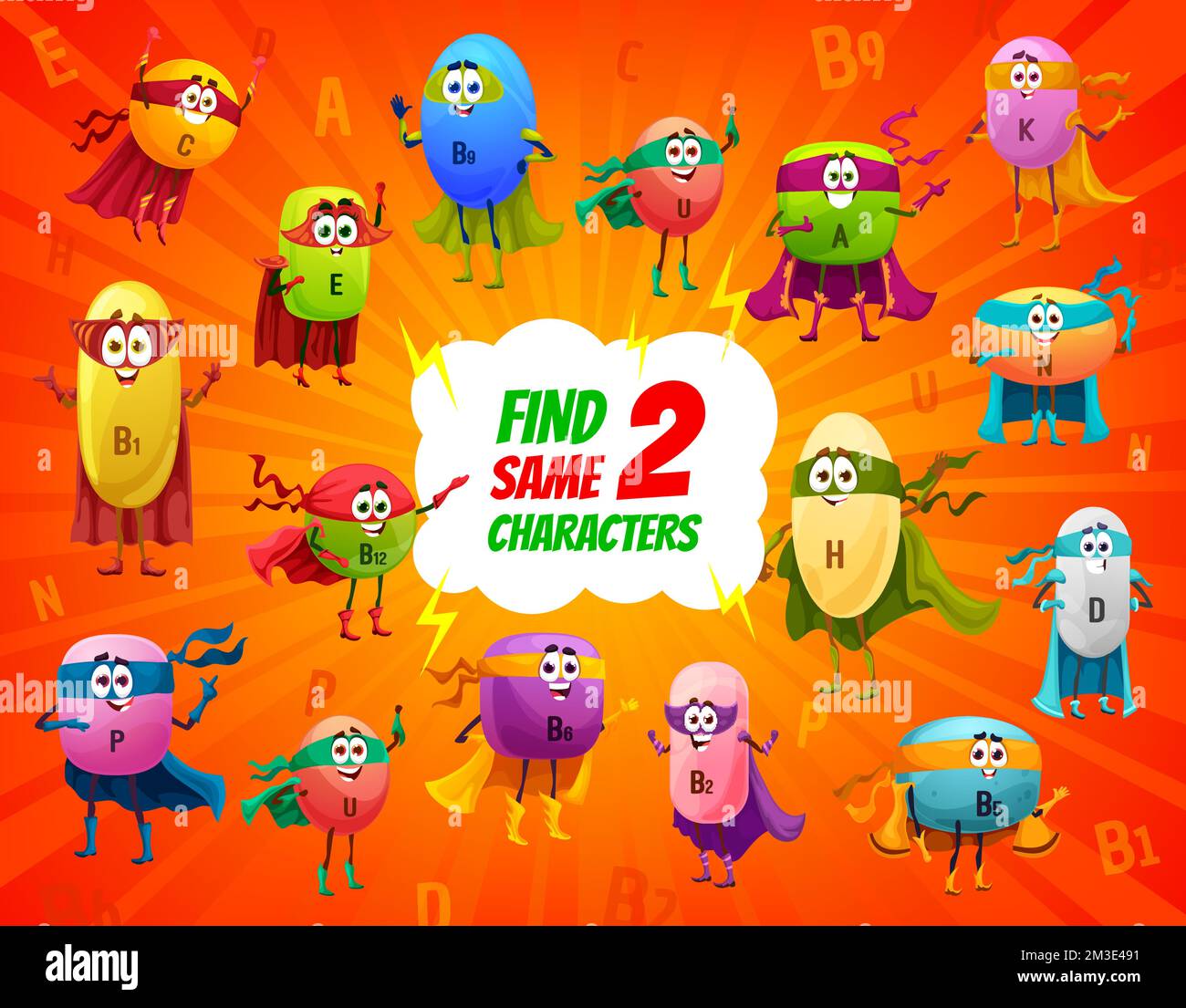 Find two same cartoon superhero micronutrient vitamin characters ...