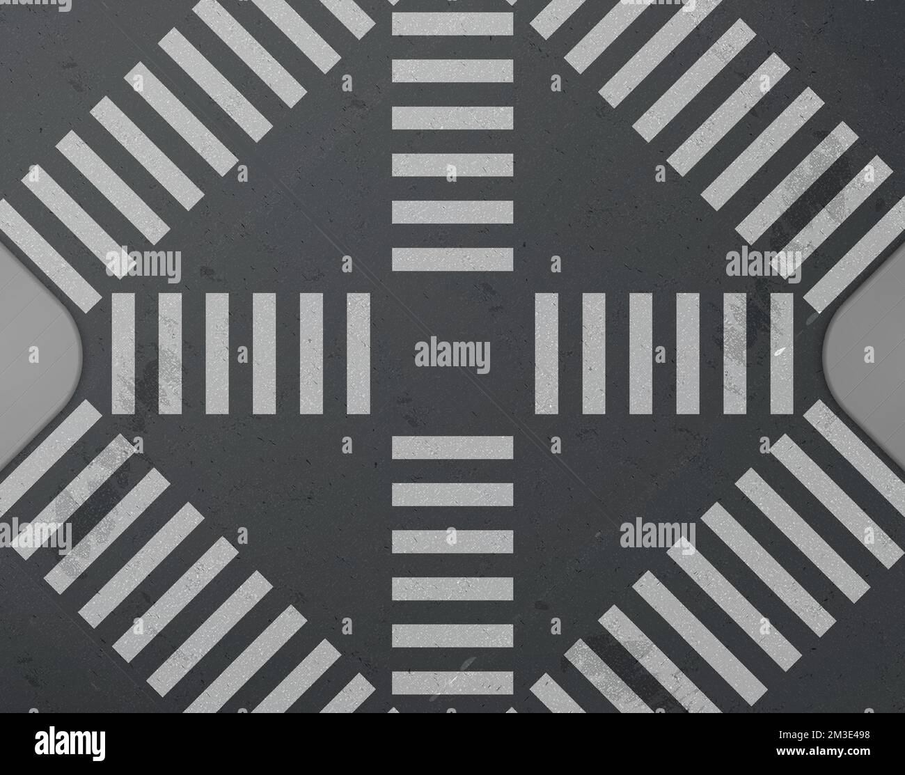 Road intersection with crosswalk top view. Vector realistic background ...
