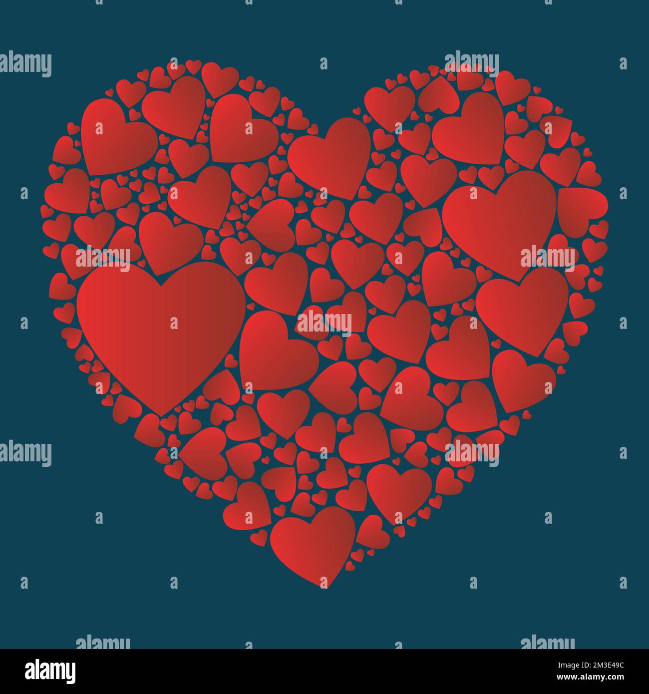 saint valentines day picture of big heart consists of many love hearts ...