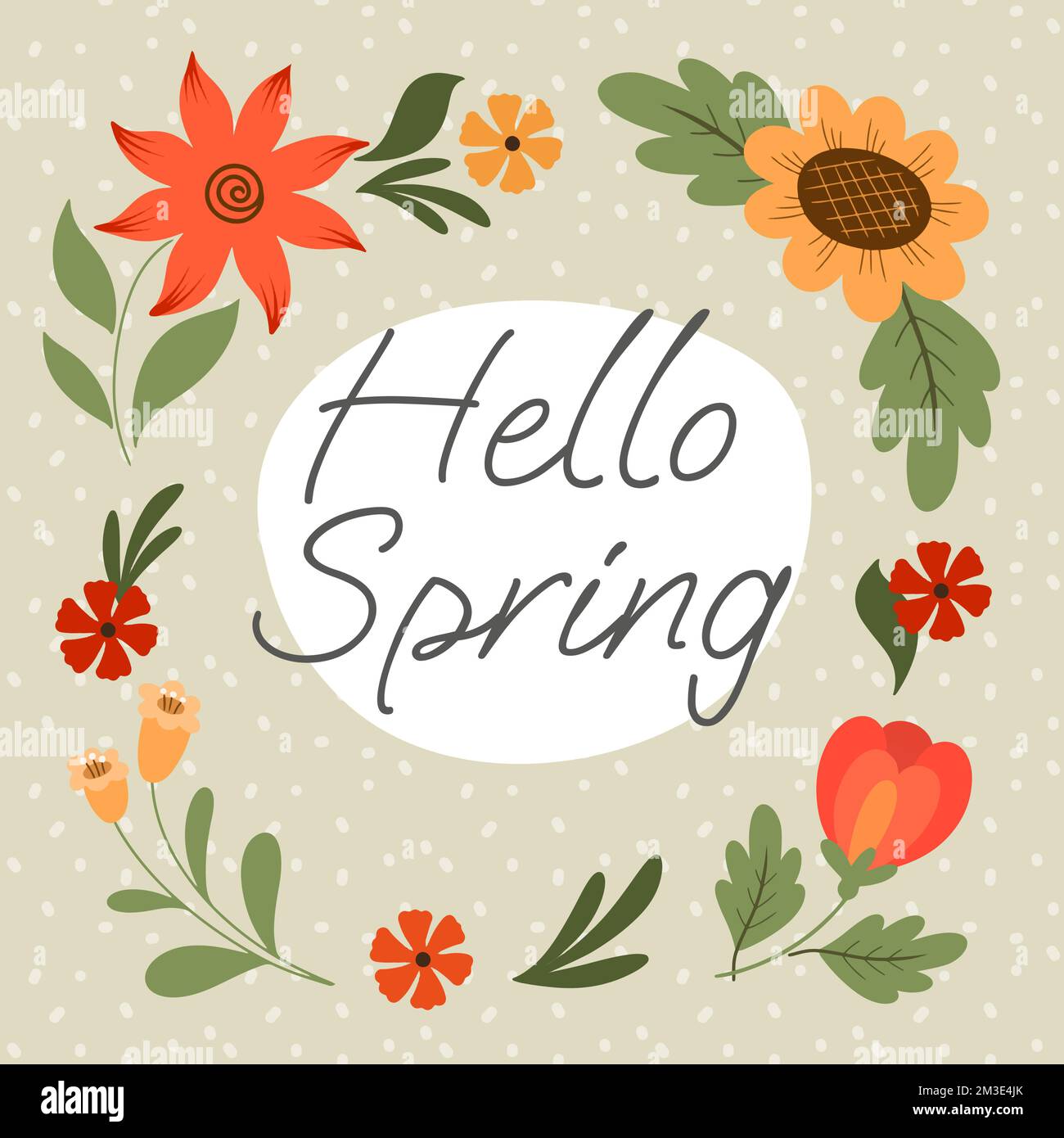 Hello spring lettering flowers pattern hi-res stock photography and ...