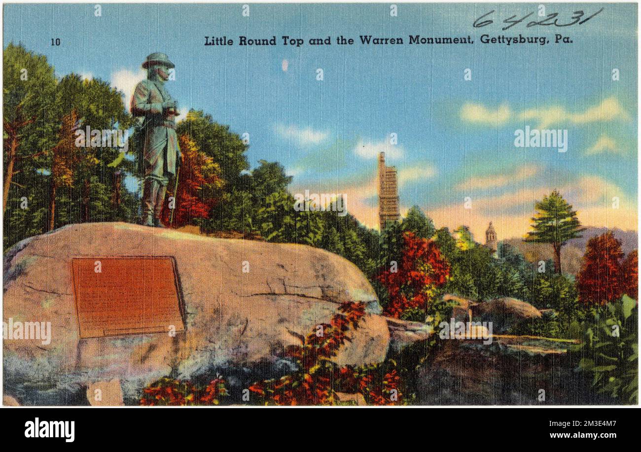 Little Round Top and the Warren Monument, Gettysburg, Pa. , Monuments ...