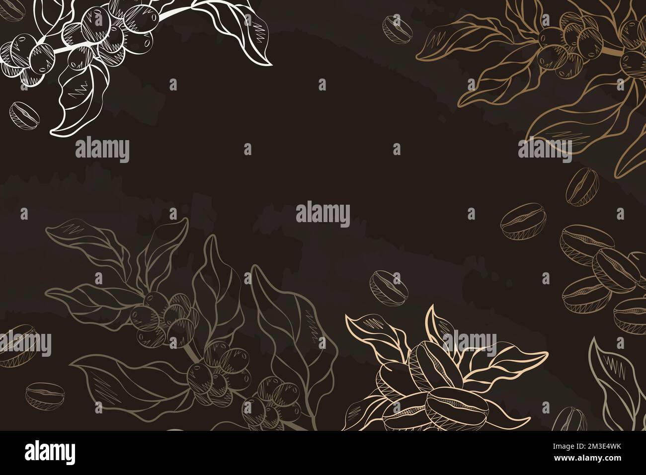 dark coffee background coffee tree with fruits and grains coffee leaves ...