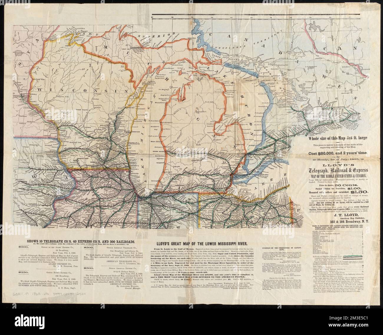 Lloyd's telegraph, railroad & express map of the whole United States ...
