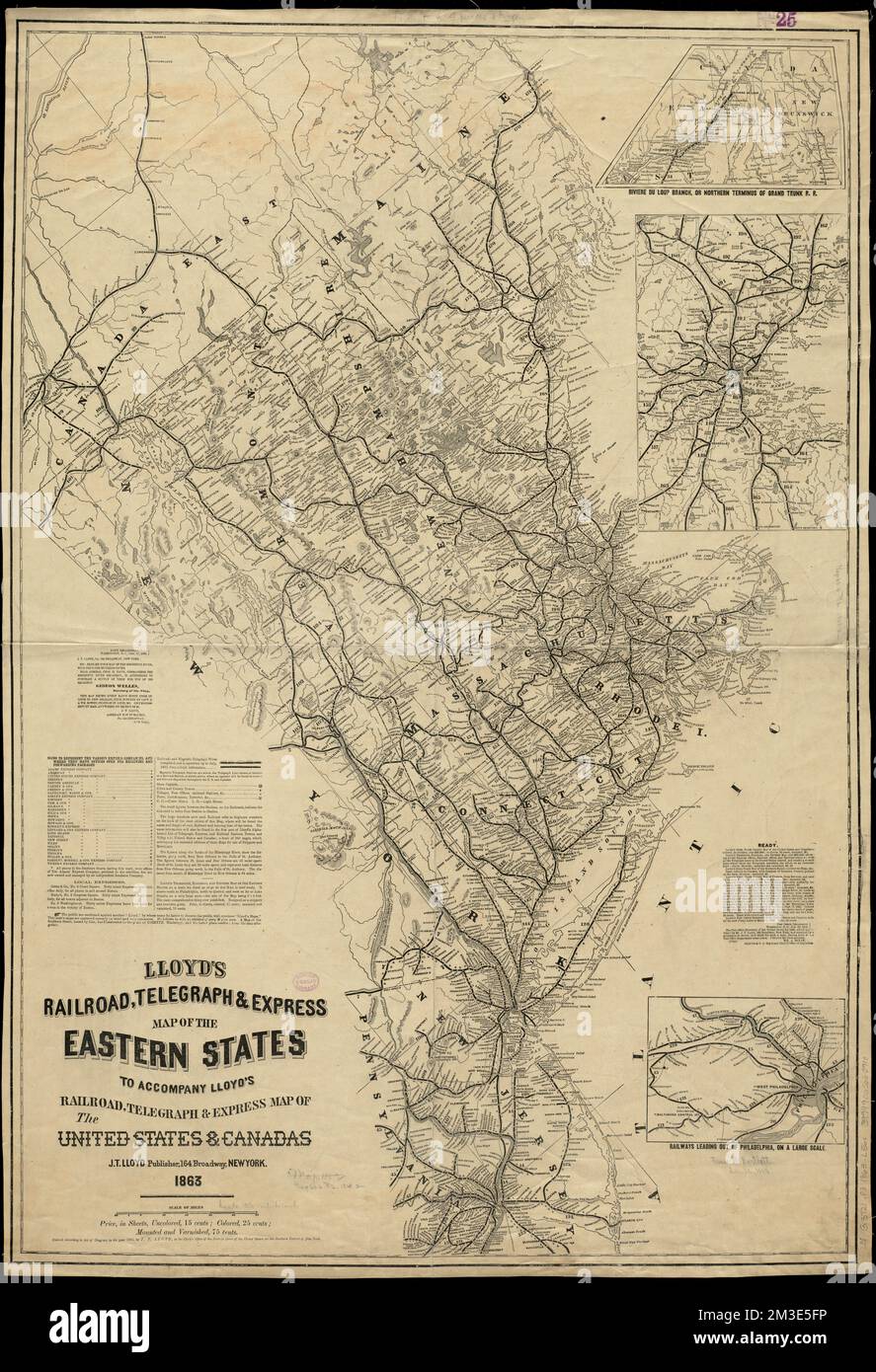 Lloyd's railroad, telegraph & express map of the Eastern States to ...