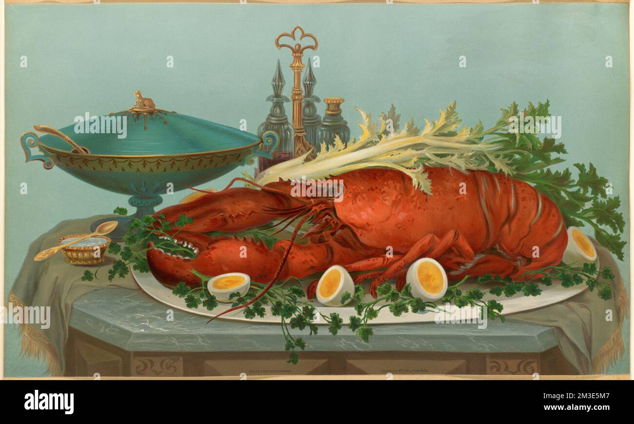 Lobster, eggs, celery , Tableware, Lobsters, Celery, Eggs. Louis Prang ...