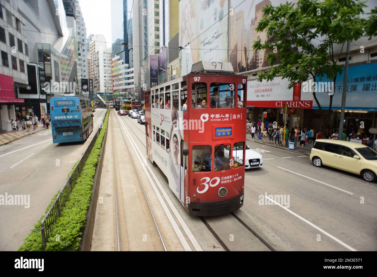 HONG KONG - MAY 18: Double-decker tram on May 18, 2014. Hong Kong tram ...