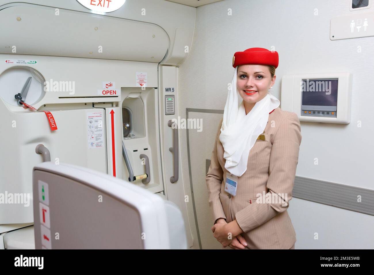 MOSCOW -JUNE 04: Emirates crew member on June 04, 2014 in Moscow ...