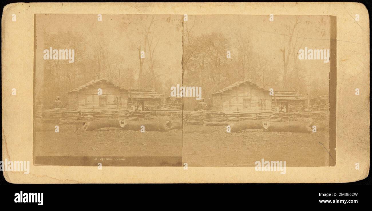 Log cabin, Kansas , Frontier & pioneer life, Log cabins Stock Photo - Alamy