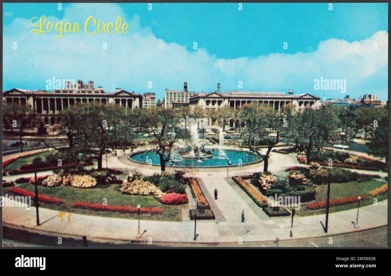 Logan Circle and Swann Memorial Fountain , Public libraries, Courthouses, Tichnor Brothers ...