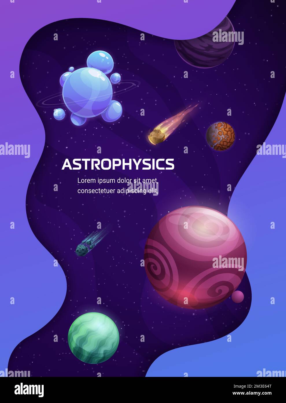 Cartoon astrophysics poster. Astronomy and space science vertical ...