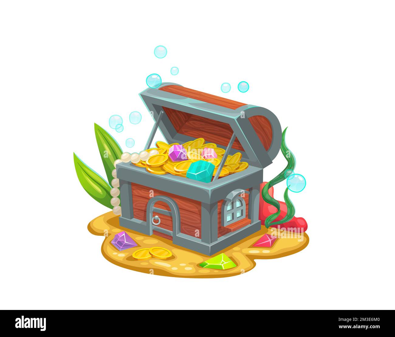 Underwater treasure chest house building. Vector creative fantasy ...