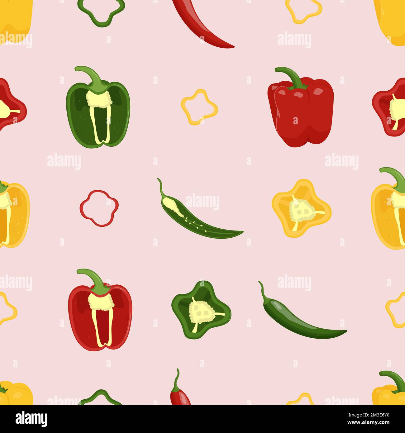 Cute peppers seamless pattern. Flat vector illustration Stock Vector ...