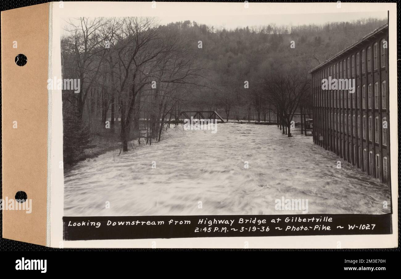 Looking downstream from highway bridge, Gilbertville, Hardwick, Mass ...