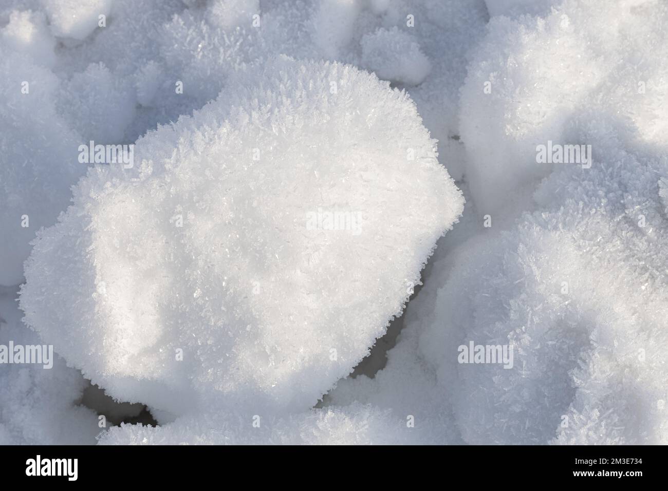 a large snowball lies on the snow. white snowball. snowball covered ...