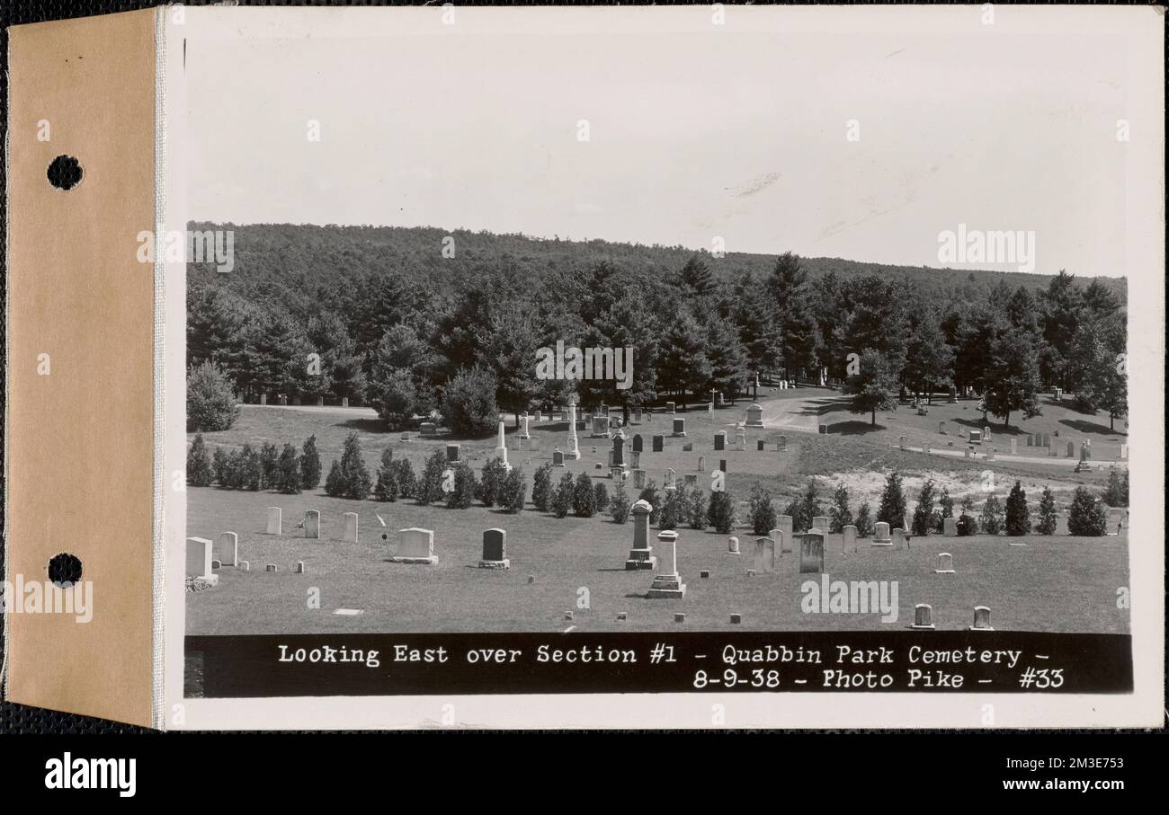 Looking east over section 1, Quabbin Park Cemetery, Ware, Mass., Aug. 9 ...