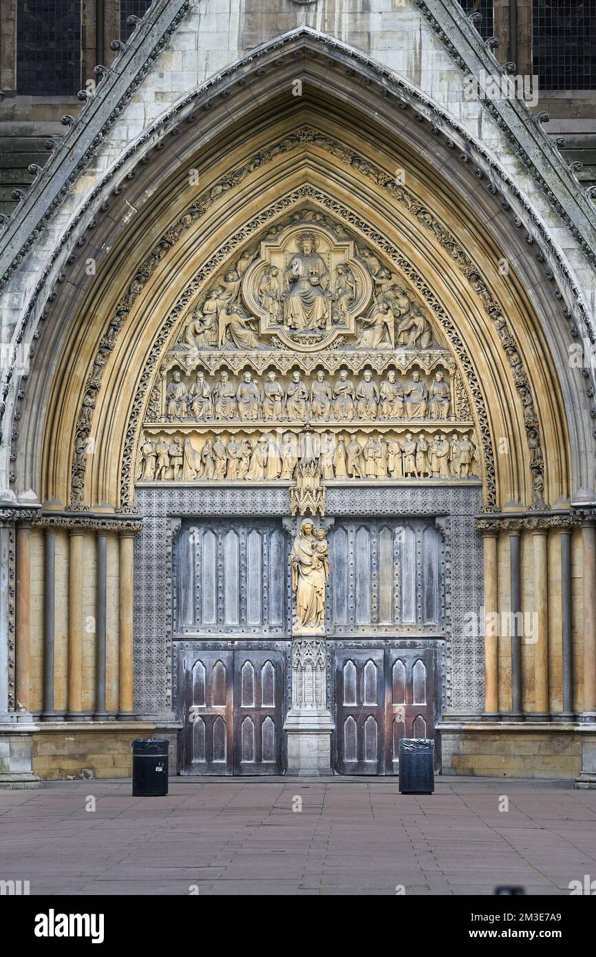 Entrance door on the north side of the royal Westminster Abbey church ...