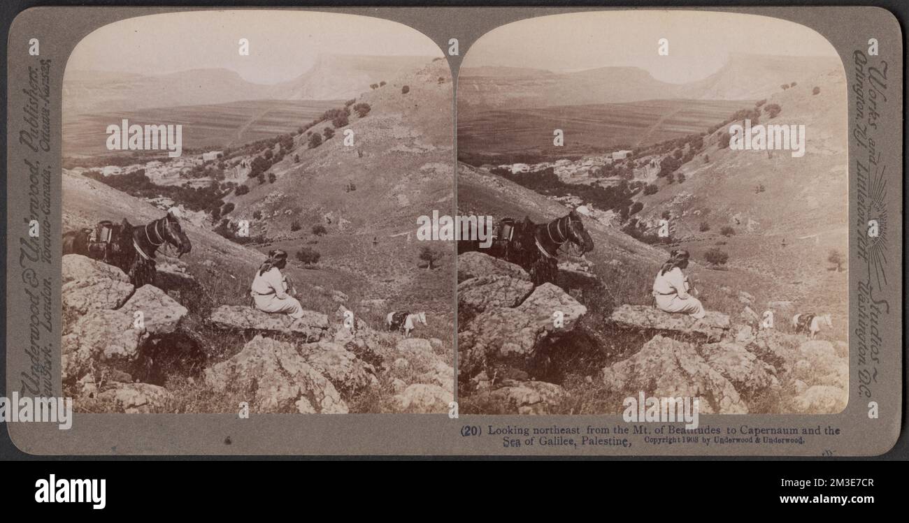 Looking northeast from the Mt. of Beatitudes to Capernaum and the Sea ...