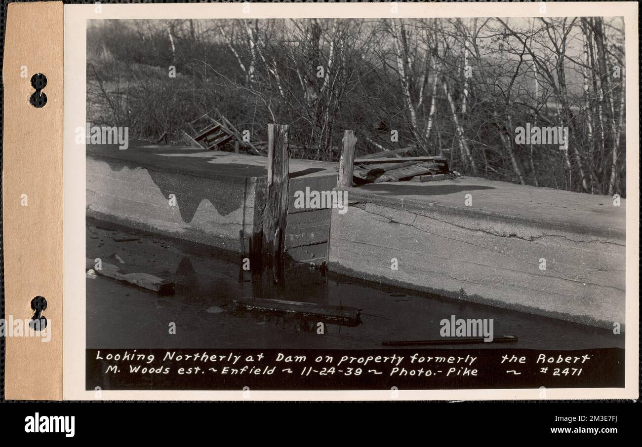 Looking northerly at dam on property formerly of the Robert M. Woods ...