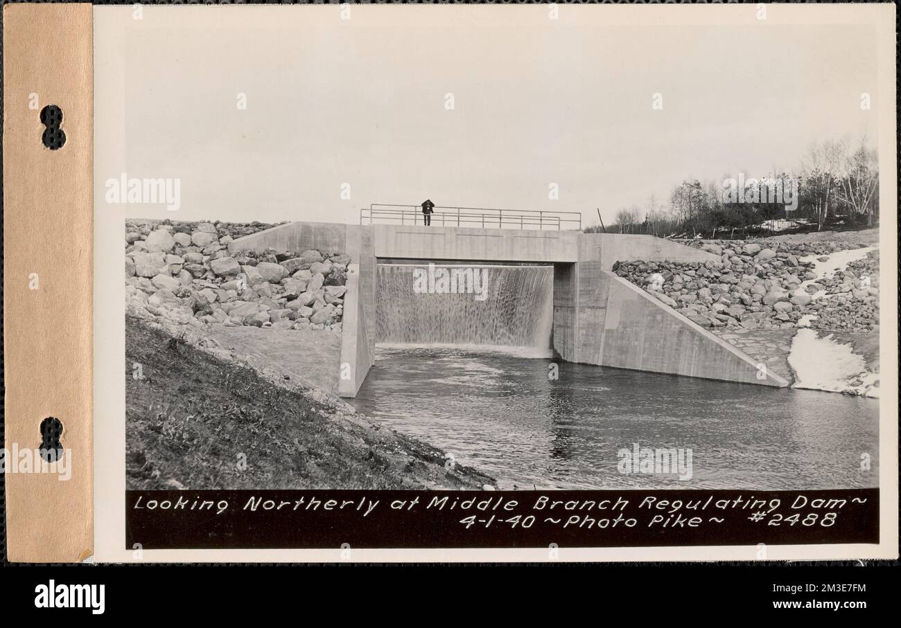 Looking northerly at Middle Branch regulating dam, Quabbin Reservoir ...
