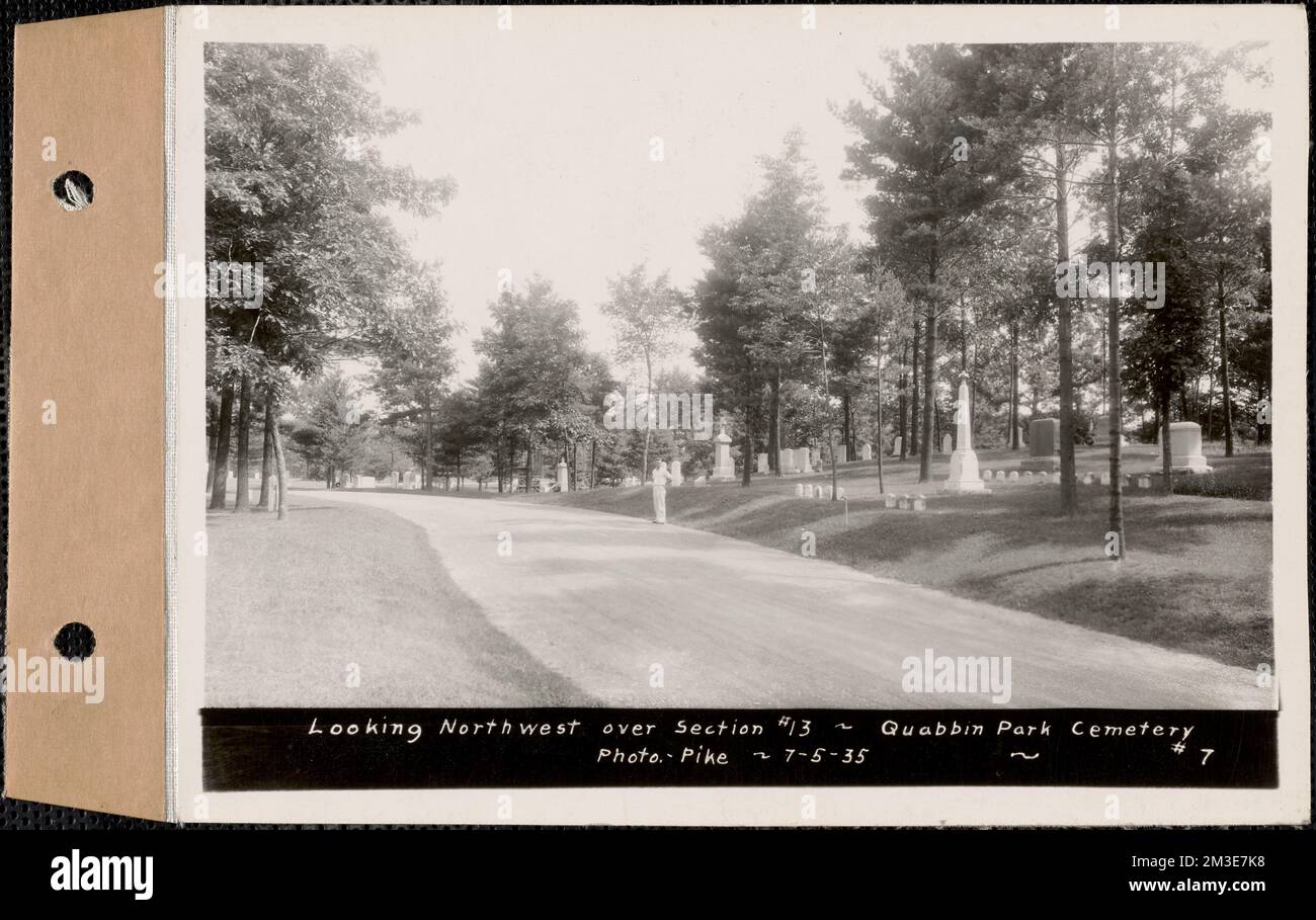 Looking northwest over section 13, Quabbin Park Cemetery, Ware, Mass ...