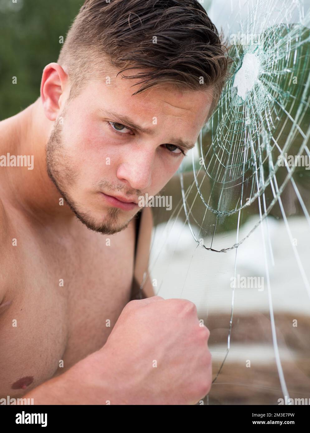Confident attractive man with serious face. Ready to fight. Man boxing ...