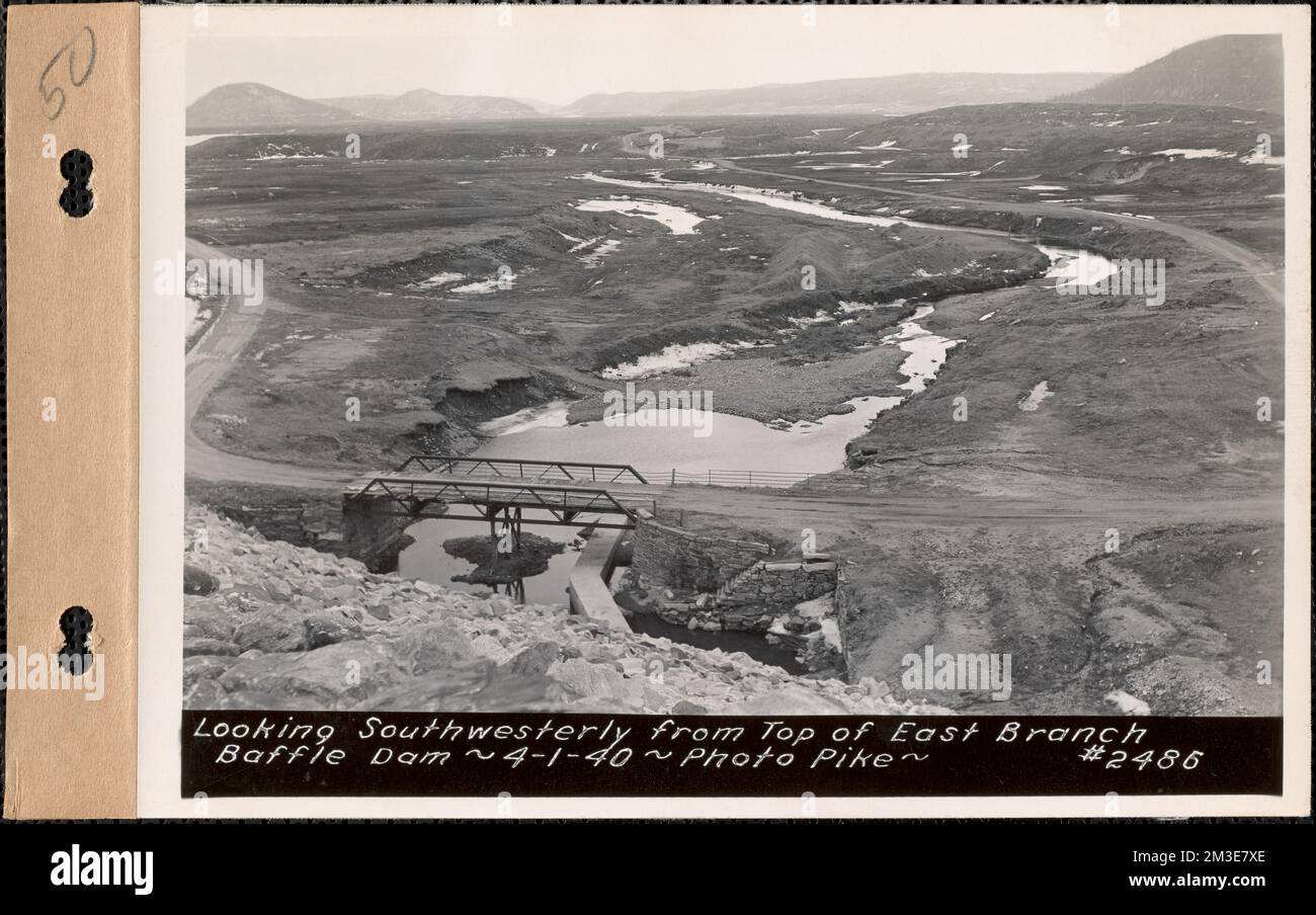 Looking southwesterly from top of East Branch baffle dam, Quabbin ...